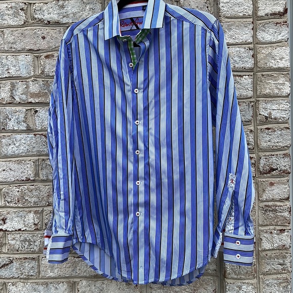 Robert Graham | Shirts | Robert Graham Blue Stripe Button Down | Poshmark